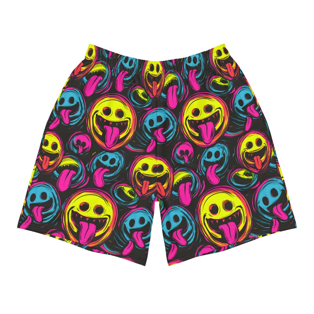 Trippy Smiley Face Rave Shorts - Etsy