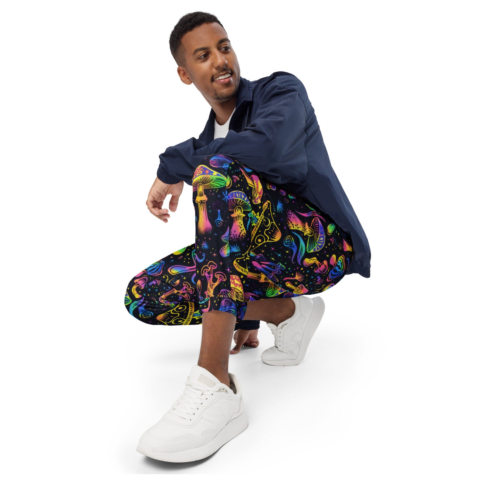 Cosmic Dreams Neon Glow Trippy Mushroom Dance Pants for Rave Royals ...