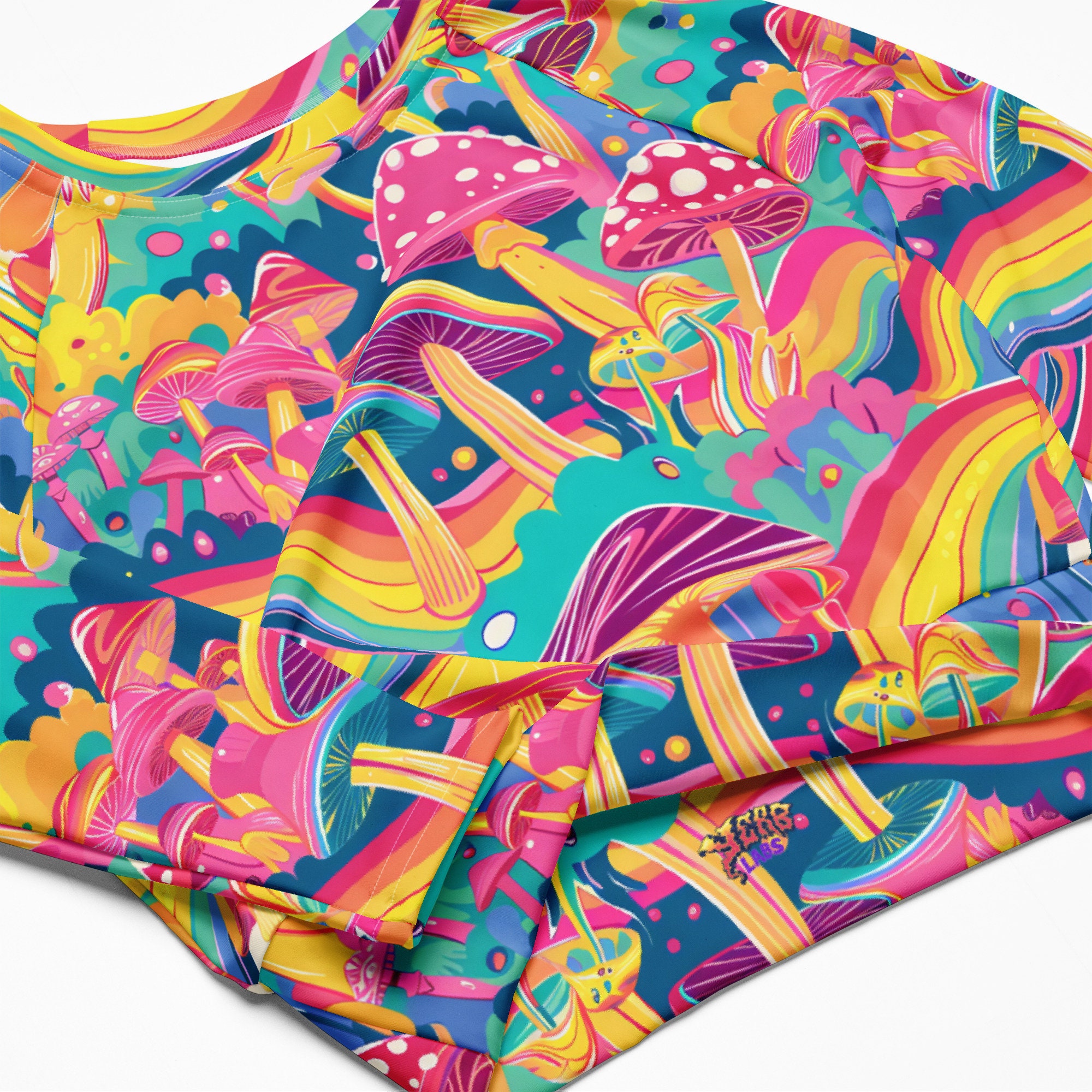 Whimsical Mushroom Wonderland Rainbow Rave Long-sleeve Crop Top - Etsy