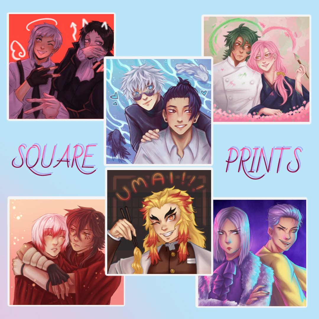 Square Anime Prints (JJK, BSD, SK8, DBD, Demon Slayer, Wuwa) - Etsy