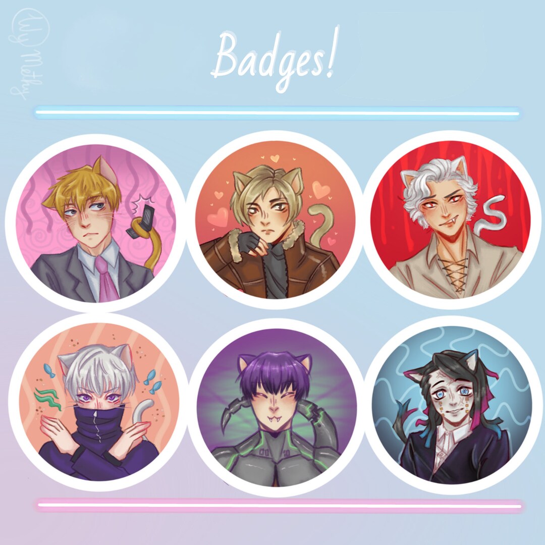 Anime & Game Badges RE, BG3, KNY, JJK, KN8, Mob Psycho - Etsy
