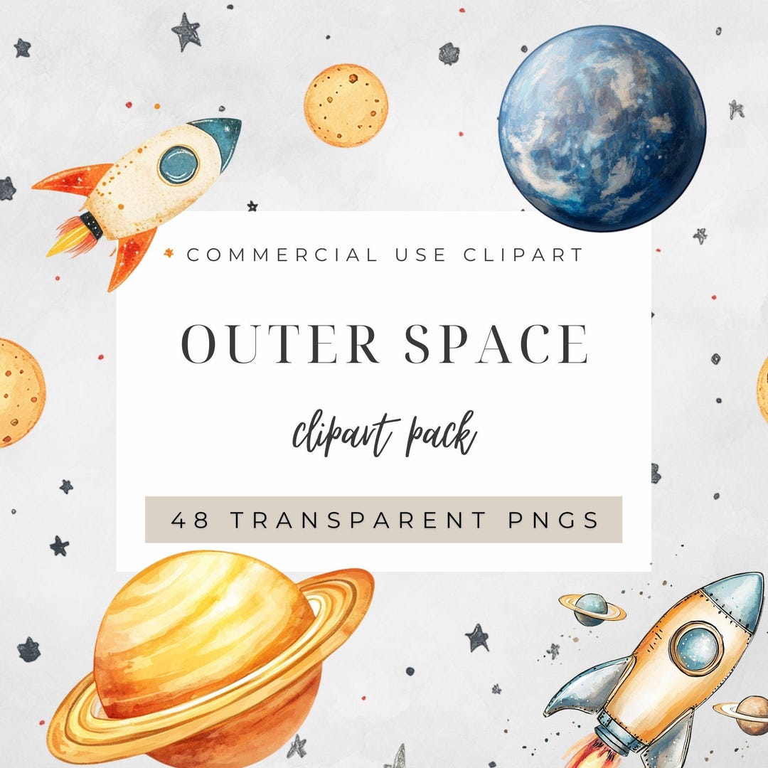 Space Clipart, Alien Spaceships, Watercolor Planets, Rockets, Outer ...