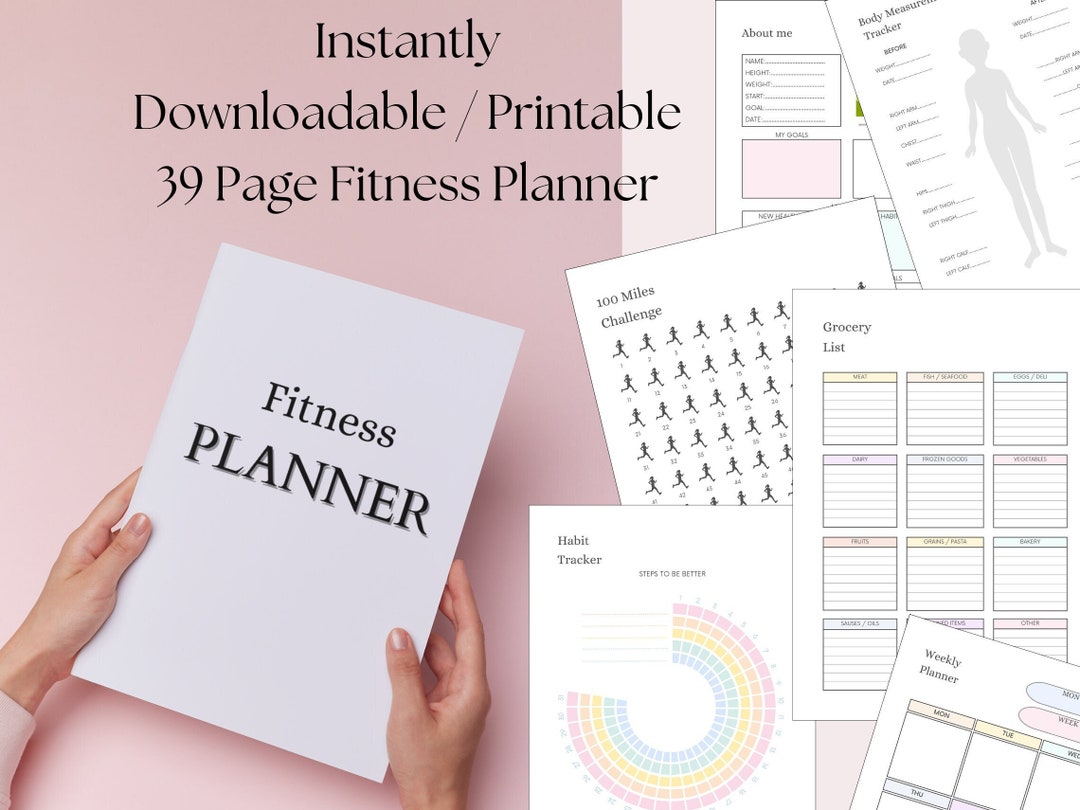 Digital Fitness Journal, Undated Printable Organizer, Workout Calorie ...