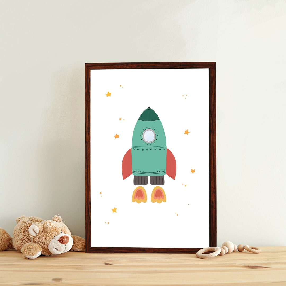 Space Rocket Poster, Pastel Rocket Poster, Pastel Nursery Poster ...