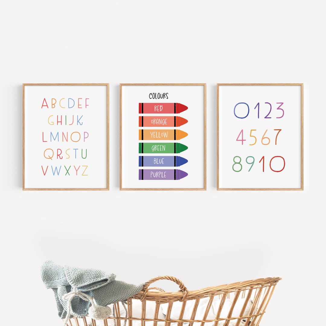 Educational Poster Set of 3 | Alphabet, Numbers & Colours Learning ...