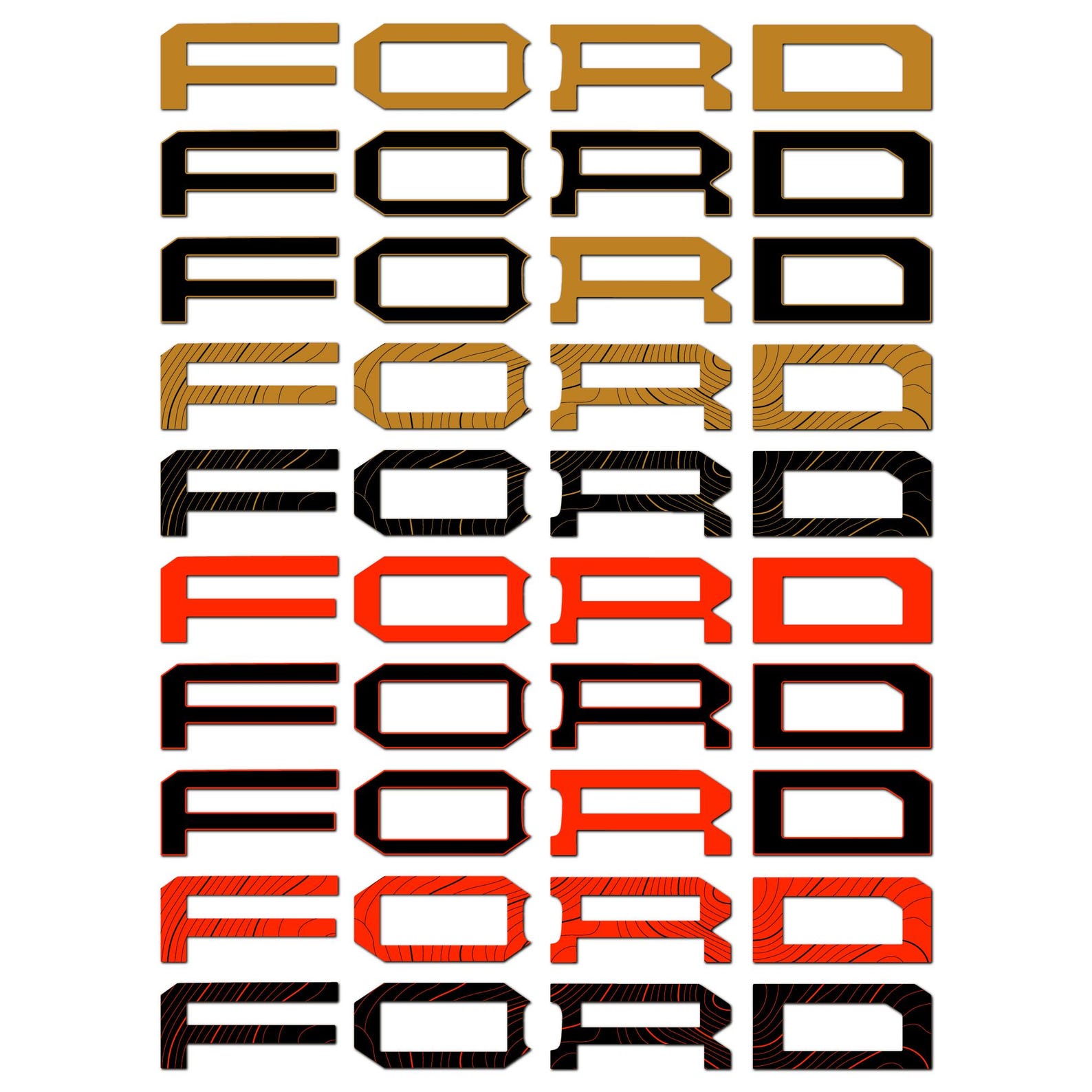 Ford Bronco Raptor Vinyl Grille Letters Camo, Solid Colors, USA, Amber ...