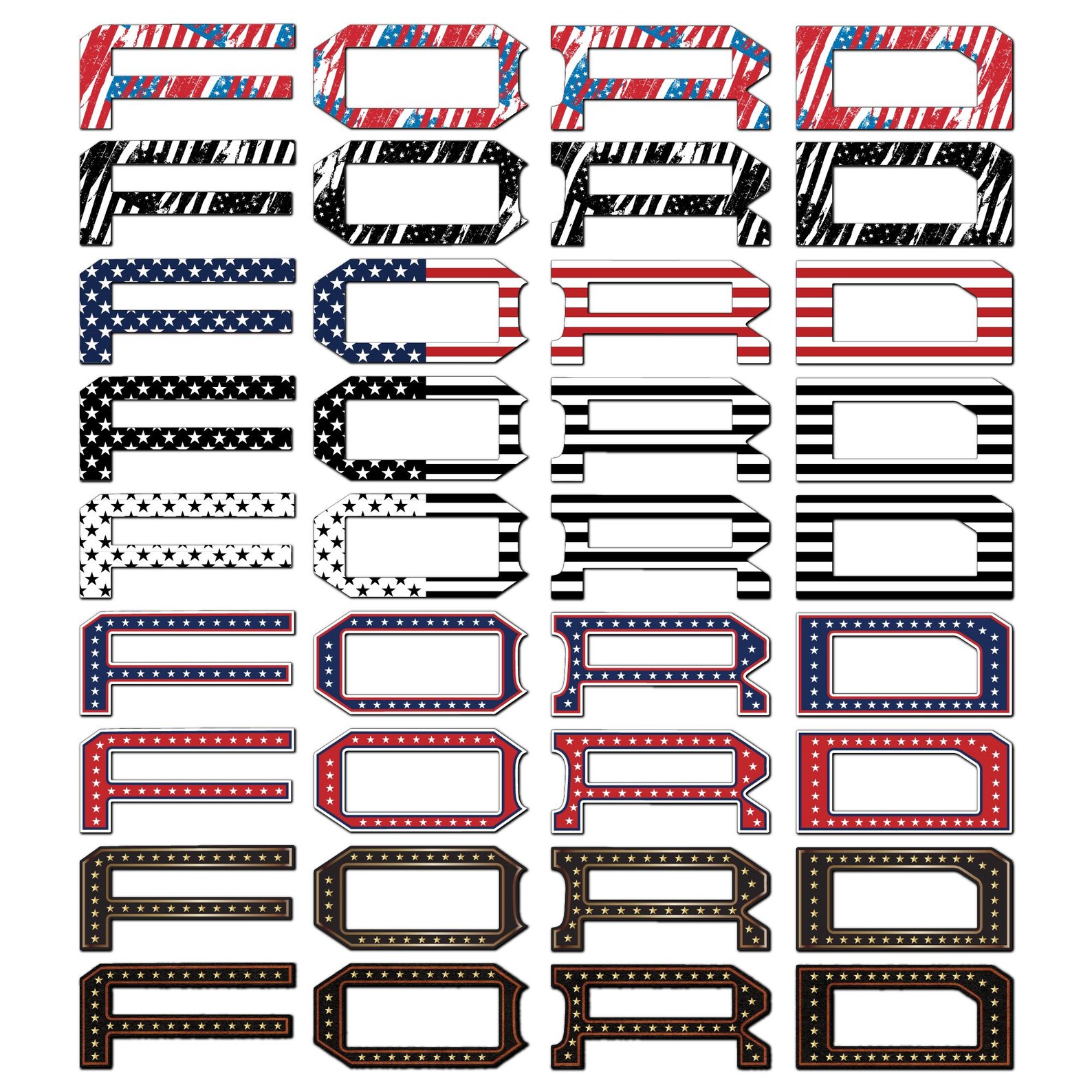 Ford Bronco Raptor Vinyl Grille Letters Camo, Solid Colors, USA, Amber ...