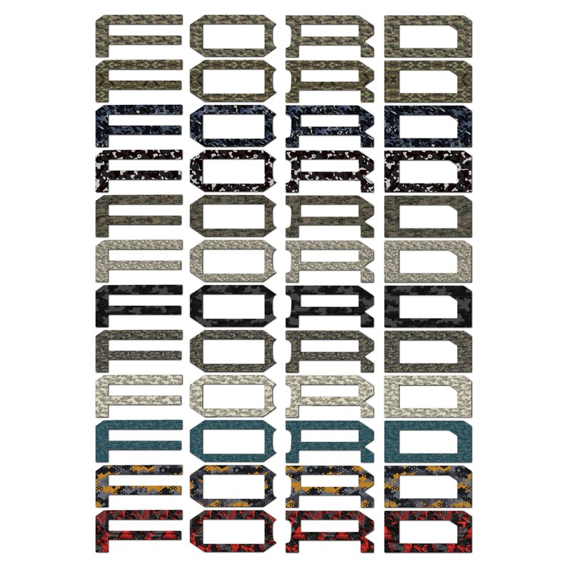Ford Bronco Raptor Vinyl Grille Letters Camo, Solid Colors, USA, Amber ...