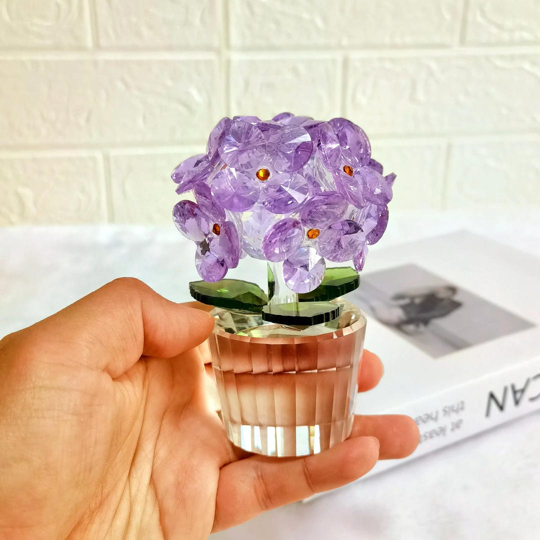 Handmade Stained Glass Hydrangea: Unique Home Decor Centerpieces, Desk ...