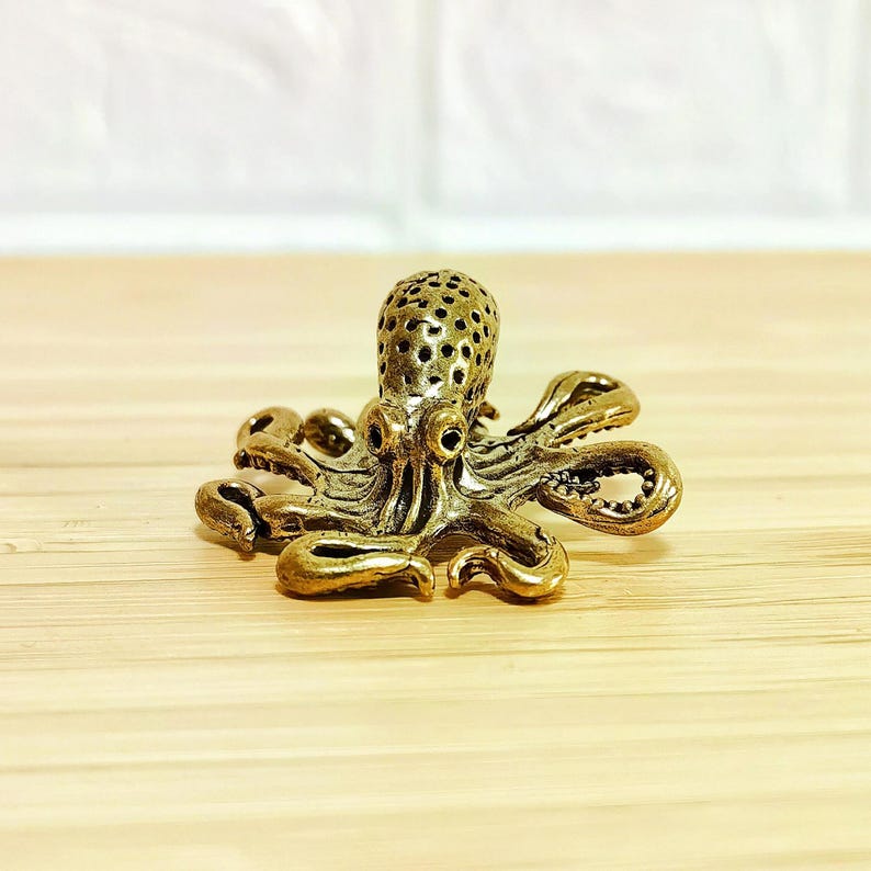 Vintage Brass Octopus Sculpture for Home or Office Decor: Handcrafted ...