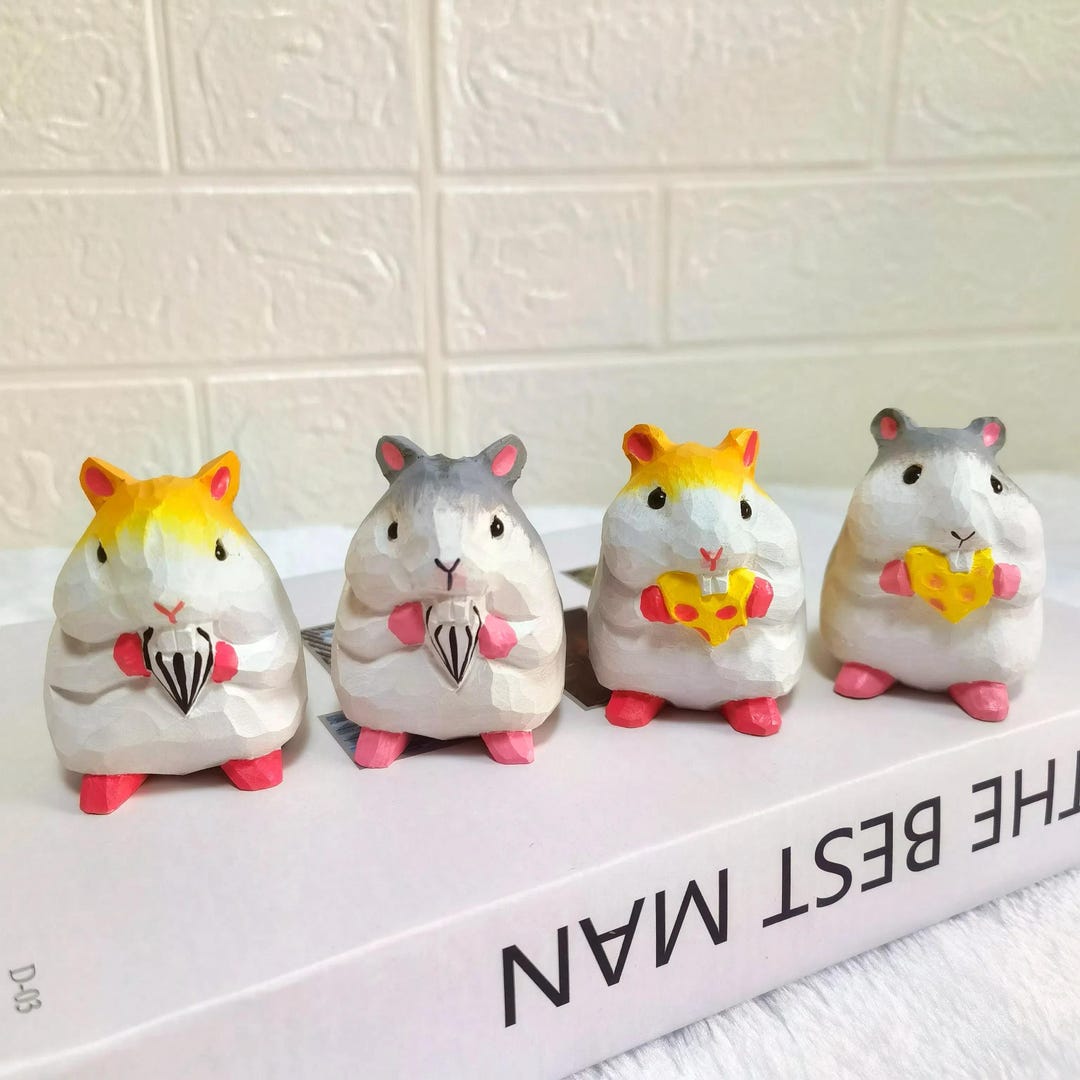 Handcrafted Wooden Mouse Figurine: Collectible Miniature Rat Rodent Art ...