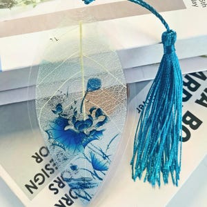 Pressed Leaf Vein Bookmark With Tassel and Beautiful Hand Drawn ...