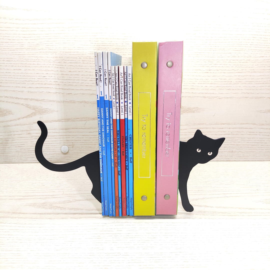 Cute Cat Metal Bookend for Holding and Organizing Books: Decorative ...