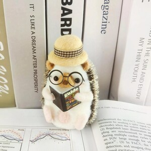 Handcrafted Needle Felted Hedgehog Reading Book - Charming Woolen ...