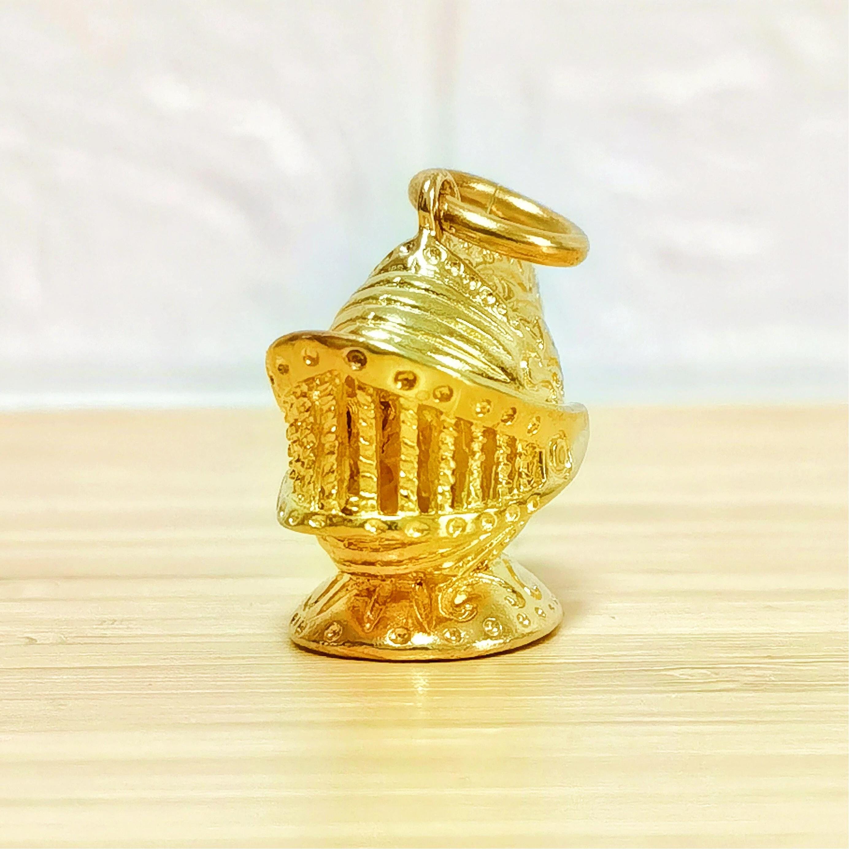 Mini Brass Knight Helmet Bag Charm: Medieval Armor Pendant, Mini Armor ...