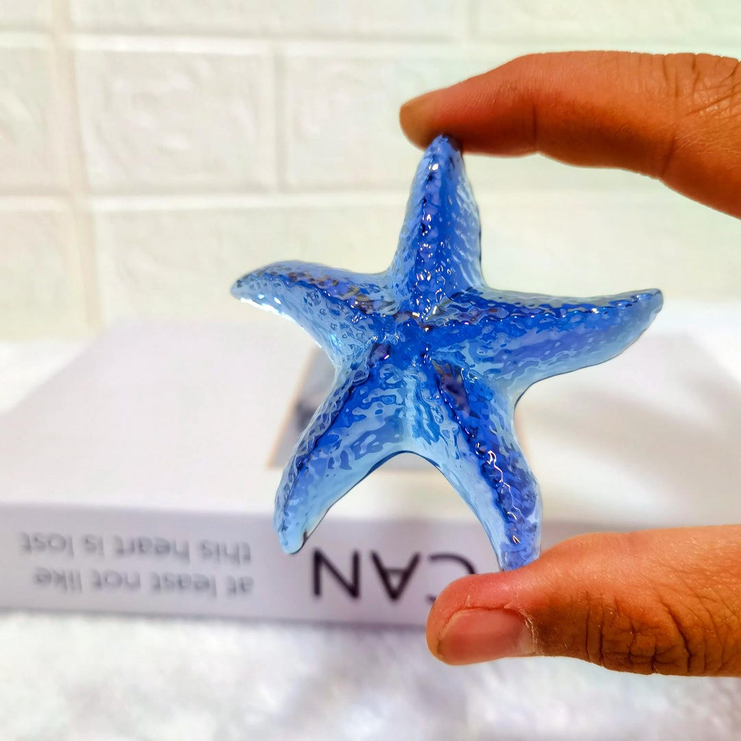 Handmade Stained Glass Starfish Figurine: Exquisite Ocean Home Decor ...