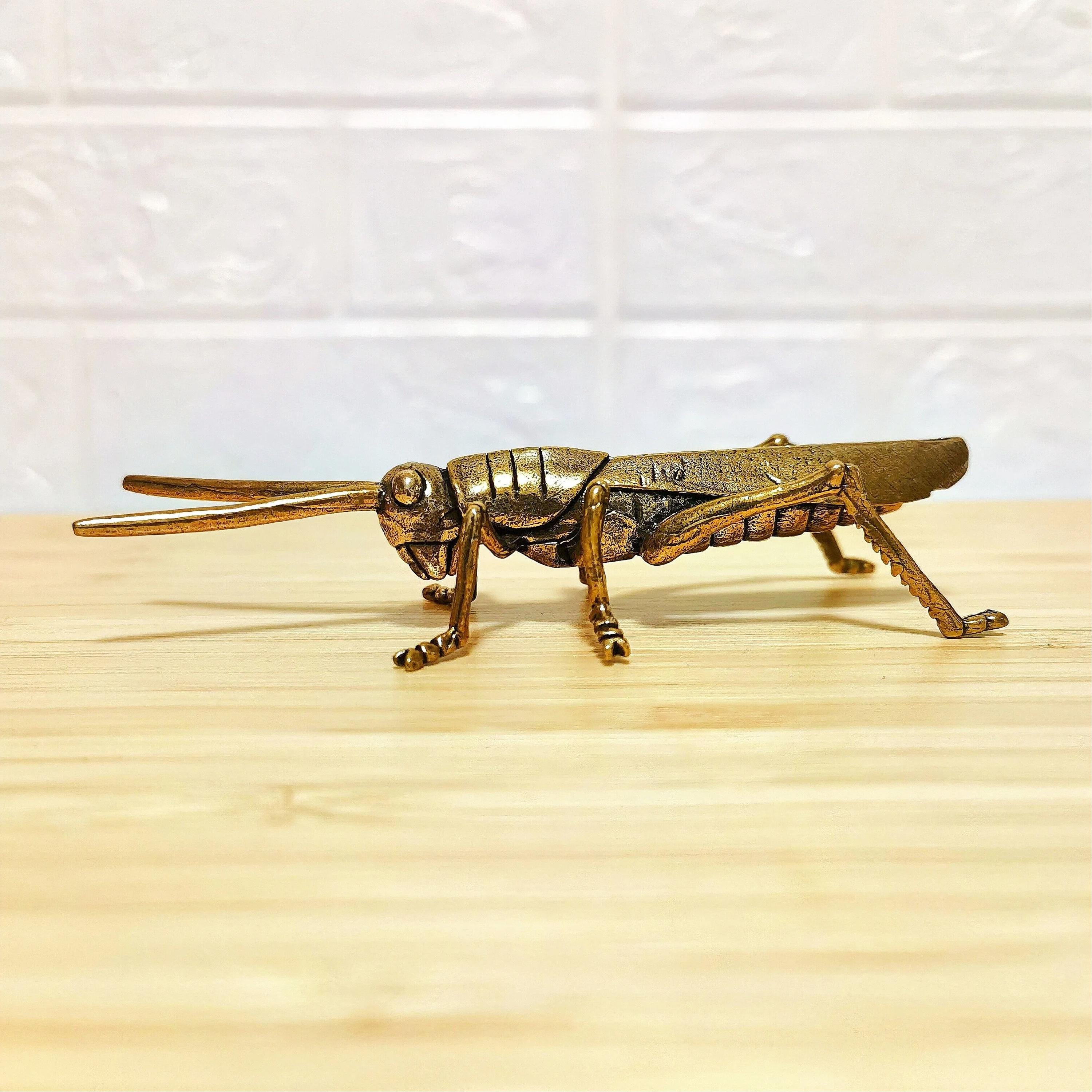 Antique Brass Grasshopper Figurine: Retro Locust Trinket, Handmade ...