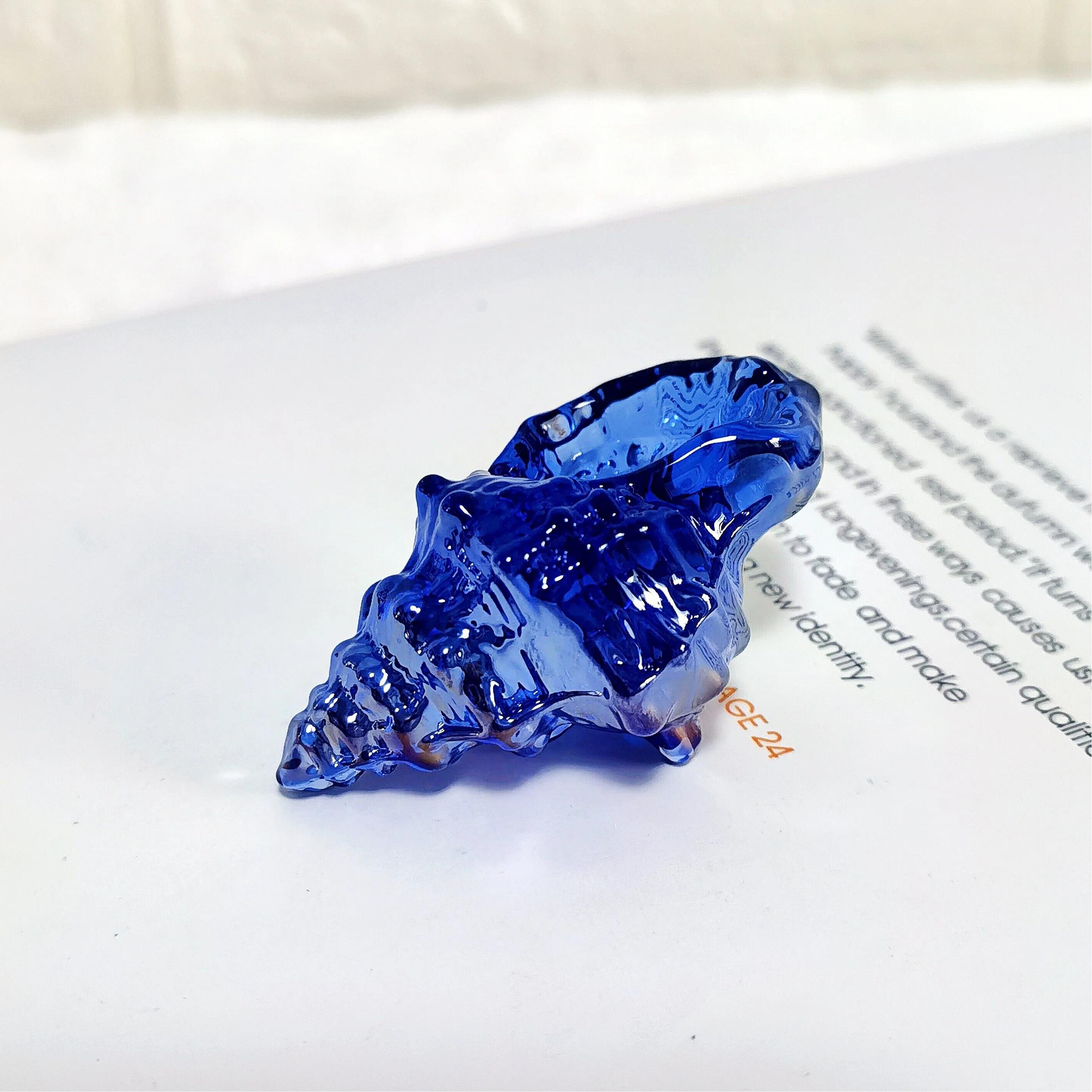 Handmade Glass Conch Shell Sculpture: Ocean Shell Figurine, Beach Decor ...