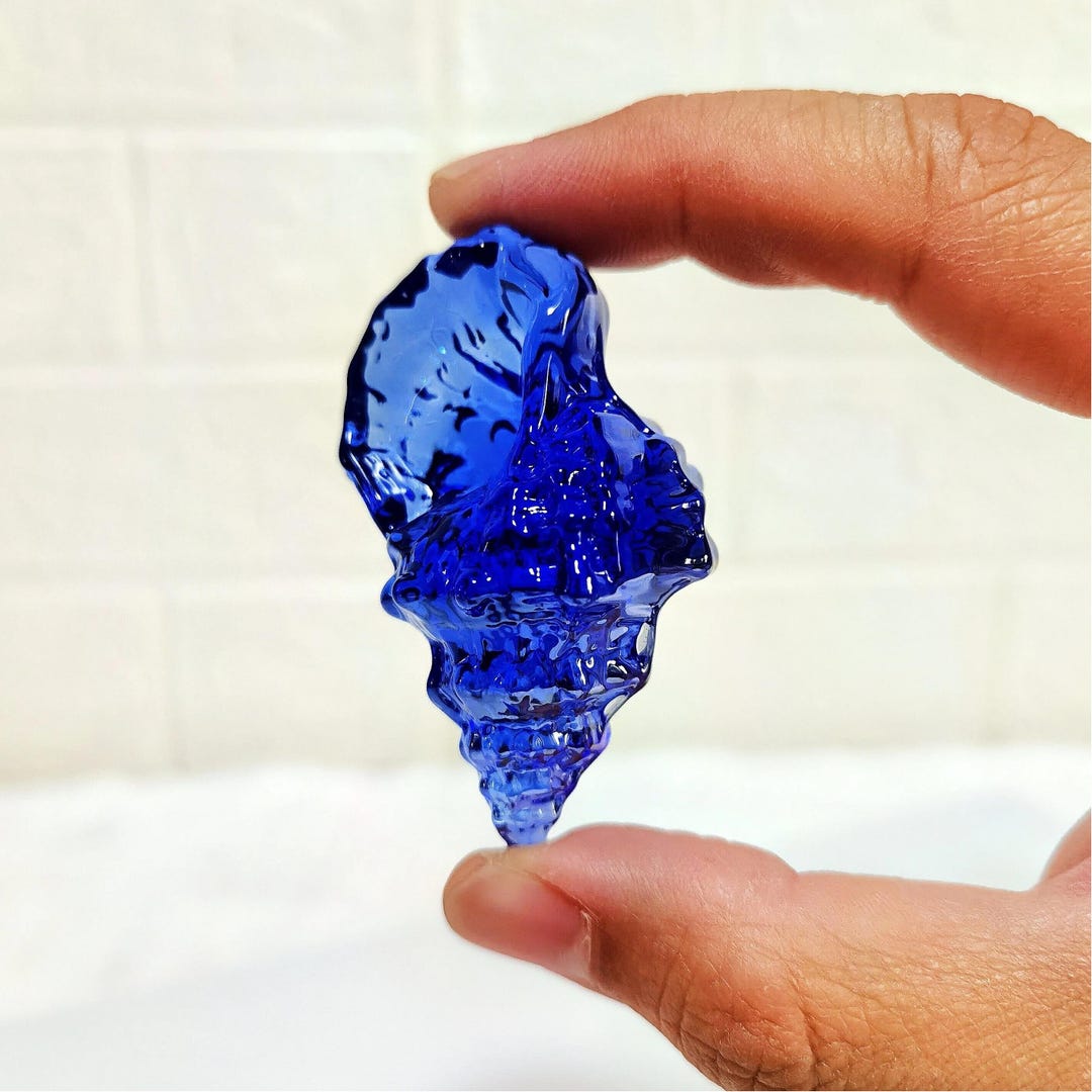 Handmade Glass Conch Shell Sculpture: Ocean Shell Figurine, Beach Decor ...