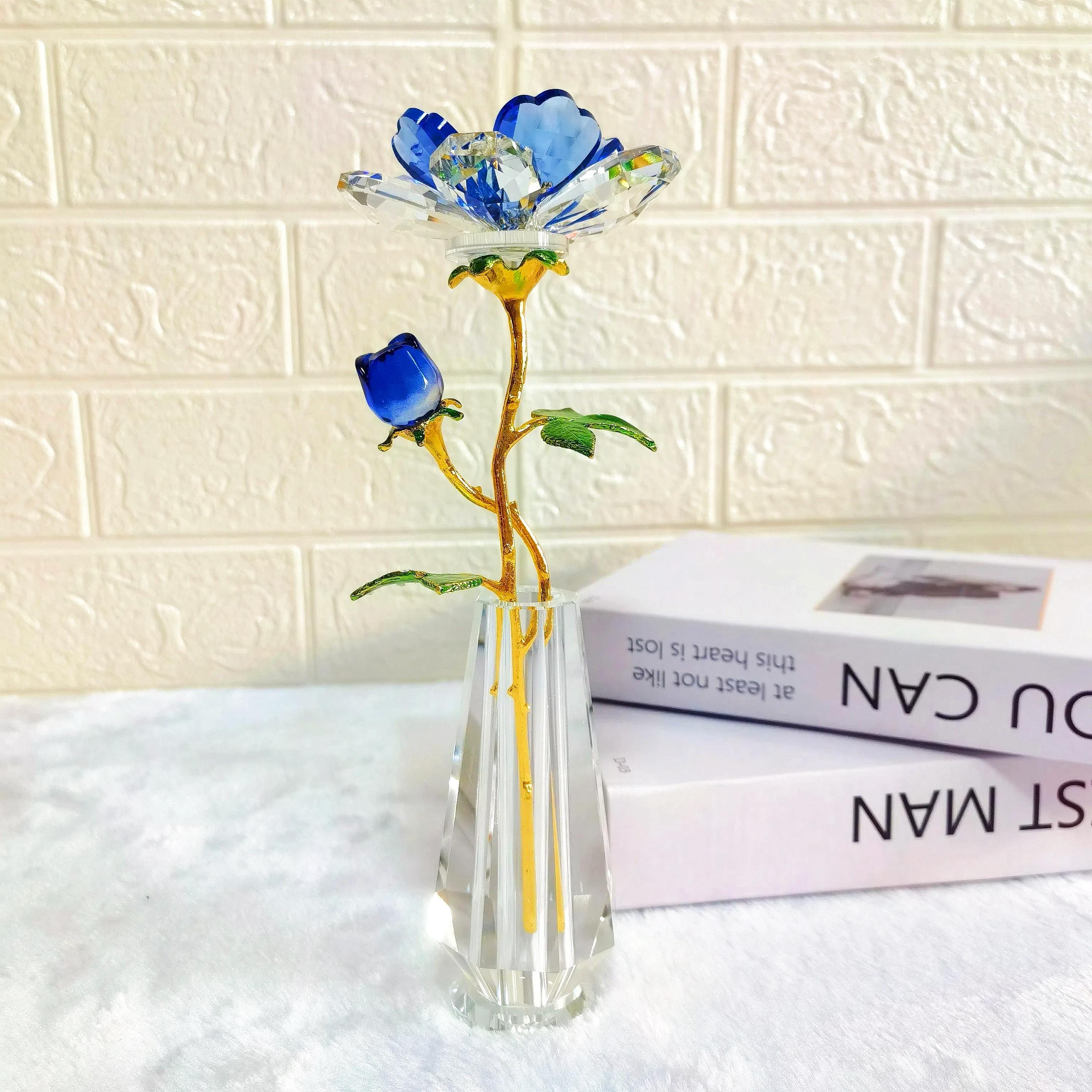 Elegant Crystal Glass Peony Flower Bouquet: Handcrafted Glass Flower ...