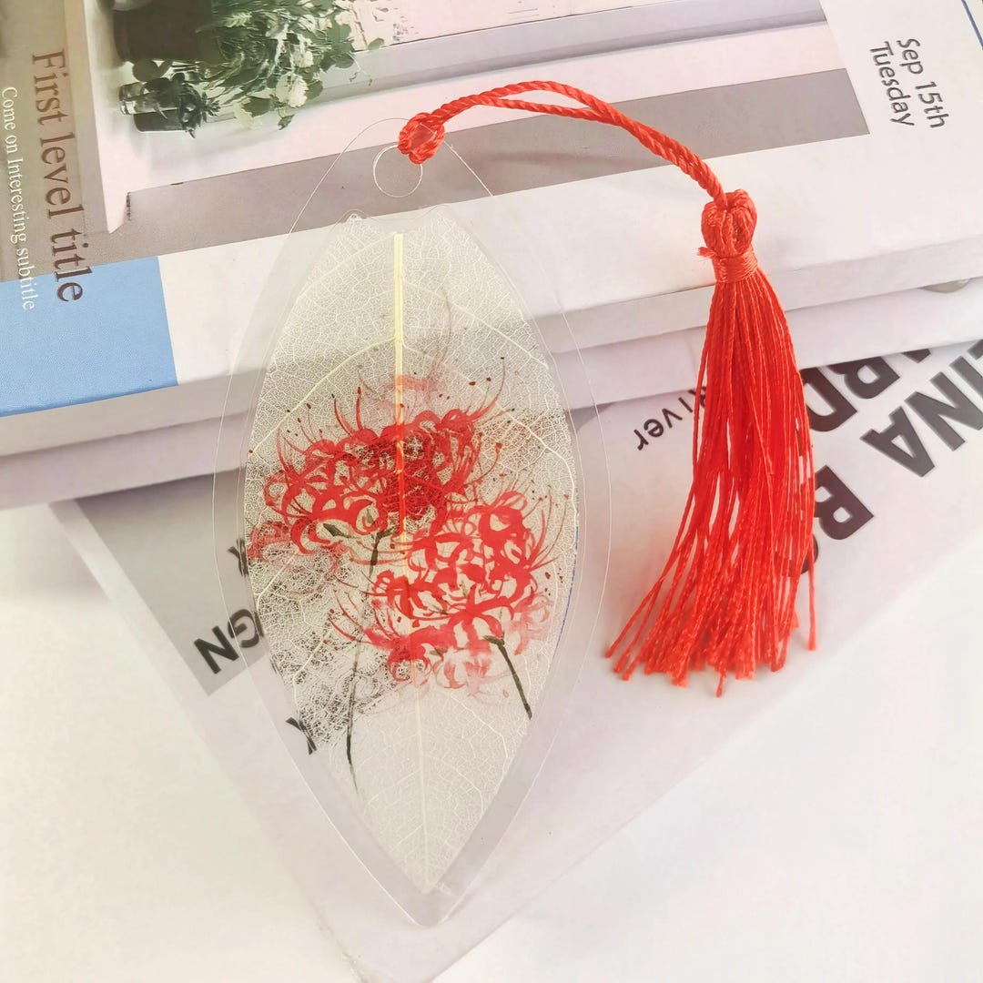 Delight Leaf Vein Bookmark With Tassel and Hand Drawn Patterns: Unique ...
