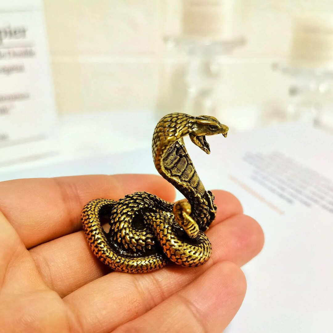 Handcrafted Miniature Brass Viper Snake Statue: Reptile Figure ...