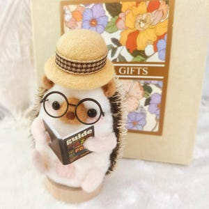 Handcrafted Needle Felted Hedgehog Reading Book - Charming Woolen ...