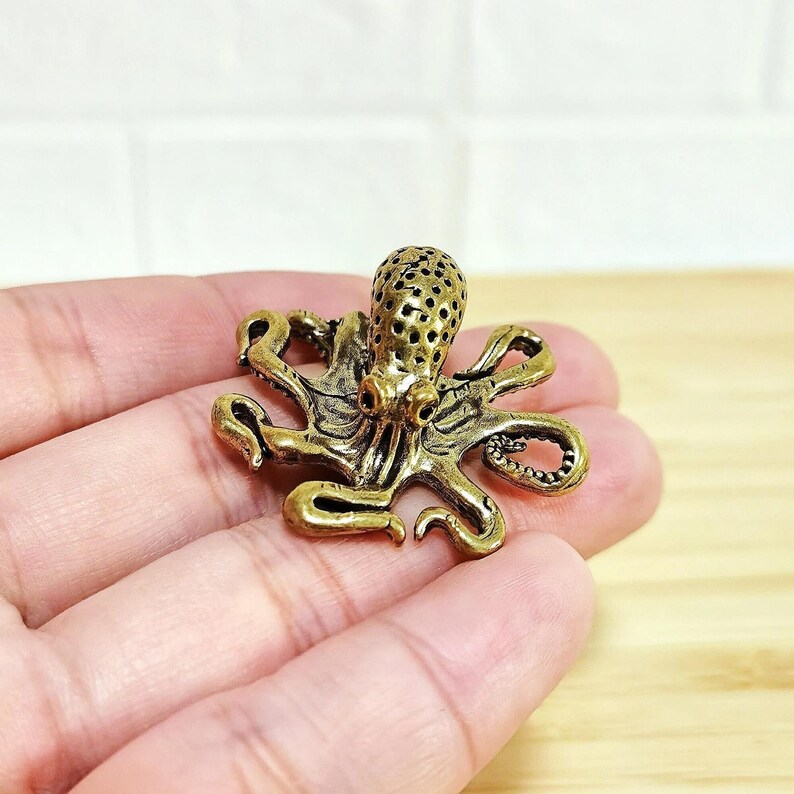 Vintage Brass Octopus Sculpture for Home or Office Decor: Handcrafted ...