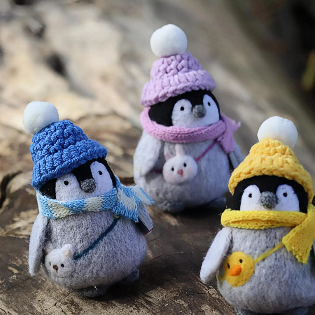 Adorable Needle Felted Penguin Miniature: Cute Handmade Soft Felted ...