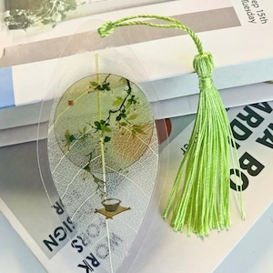 Pressed Leaf Vein Bookmark With Tassel and Beautiful Hand Drawn ...