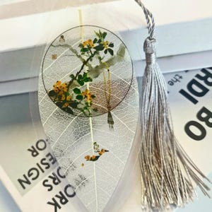 Pressed Leaf Vein Bookmark With Tassel and Beautiful Hand Drawn ...