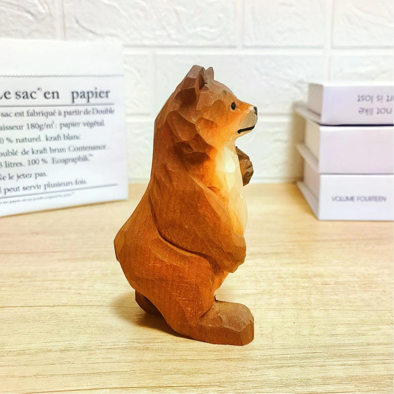 Handmade Wooden Brown Bear Family: Rustic Bear Figurines, Hand Carved ...