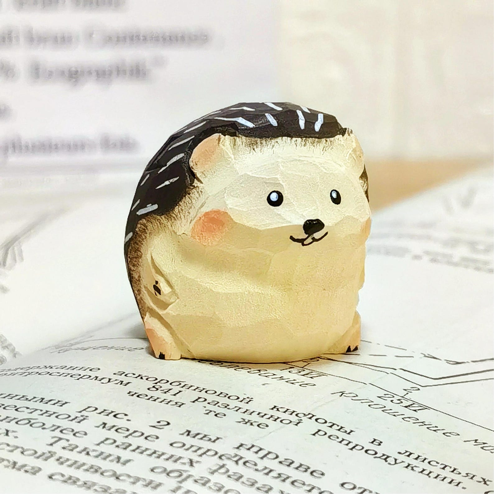 Hand-carved Wooden Hedgehog Figurine: Mini Forest Animal Decor, Wooden ...