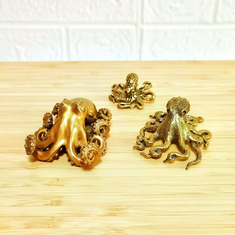 Vintage Brass Octopus Sculpture for Home or Office Decor: Handcrafted ...