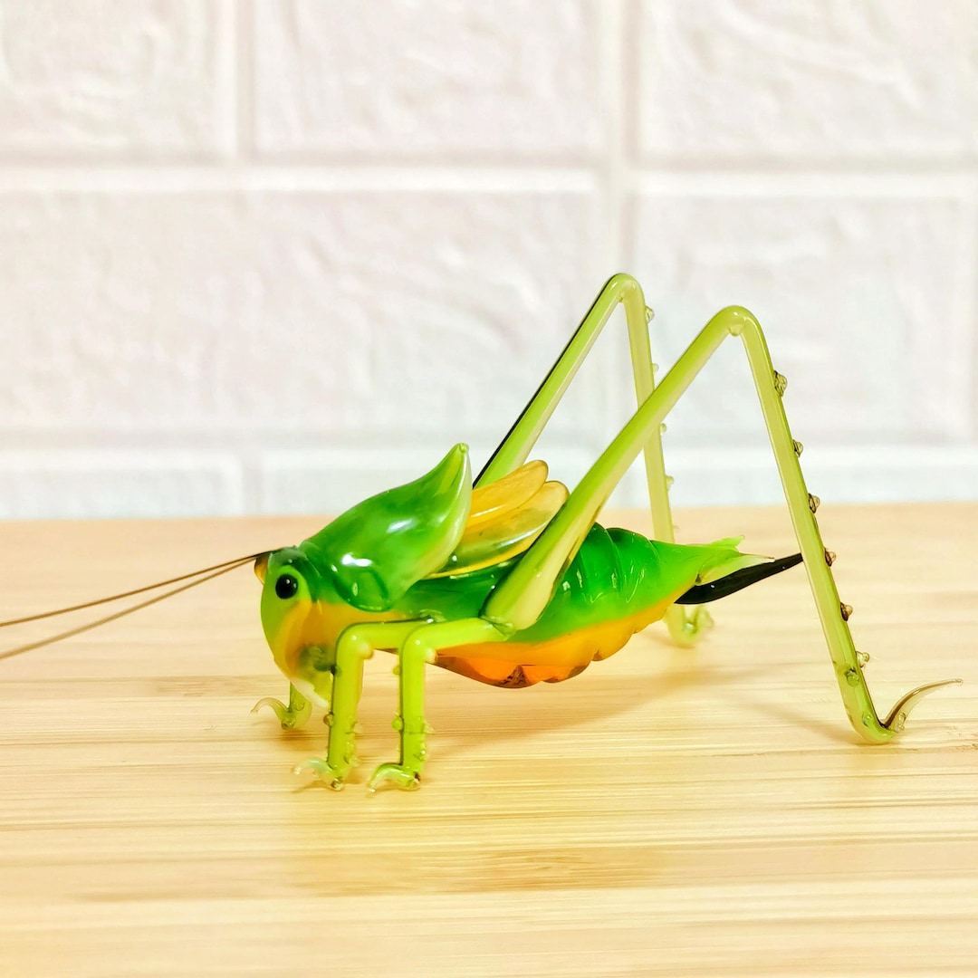 Handcrafted Glass Grasshopper Sculpture: Stunning Artistic Insect ...