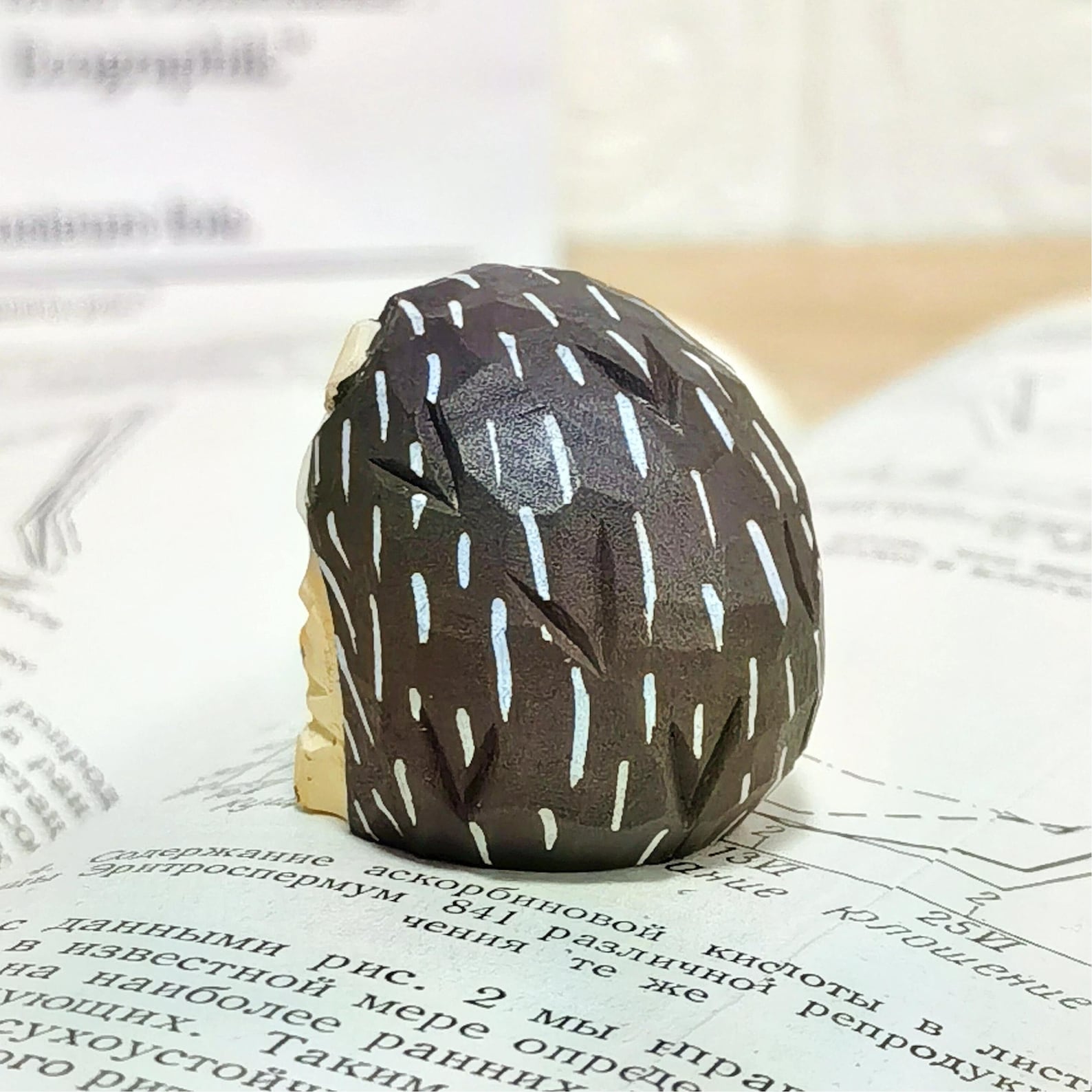 Hand-carved Wooden Hedgehog Figurine: Mini Forest Animal Decor, Wooden ...