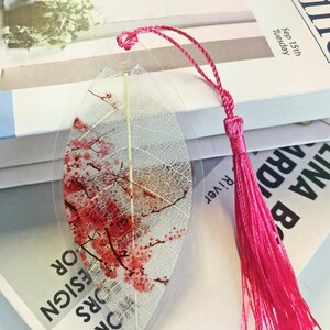 Pressed Leaf Vein Bookmark With Tassel and Beautiful Hand Drawn ...