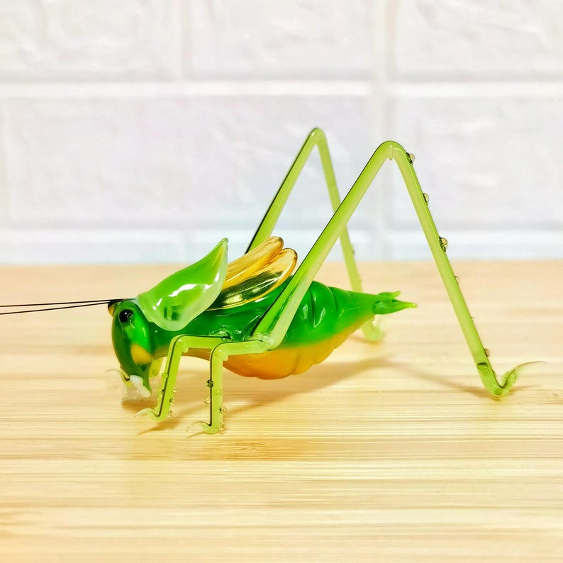 Hand Blown Glass Grasshopper Sculpture: Stained Glass Insect Art - Etsy