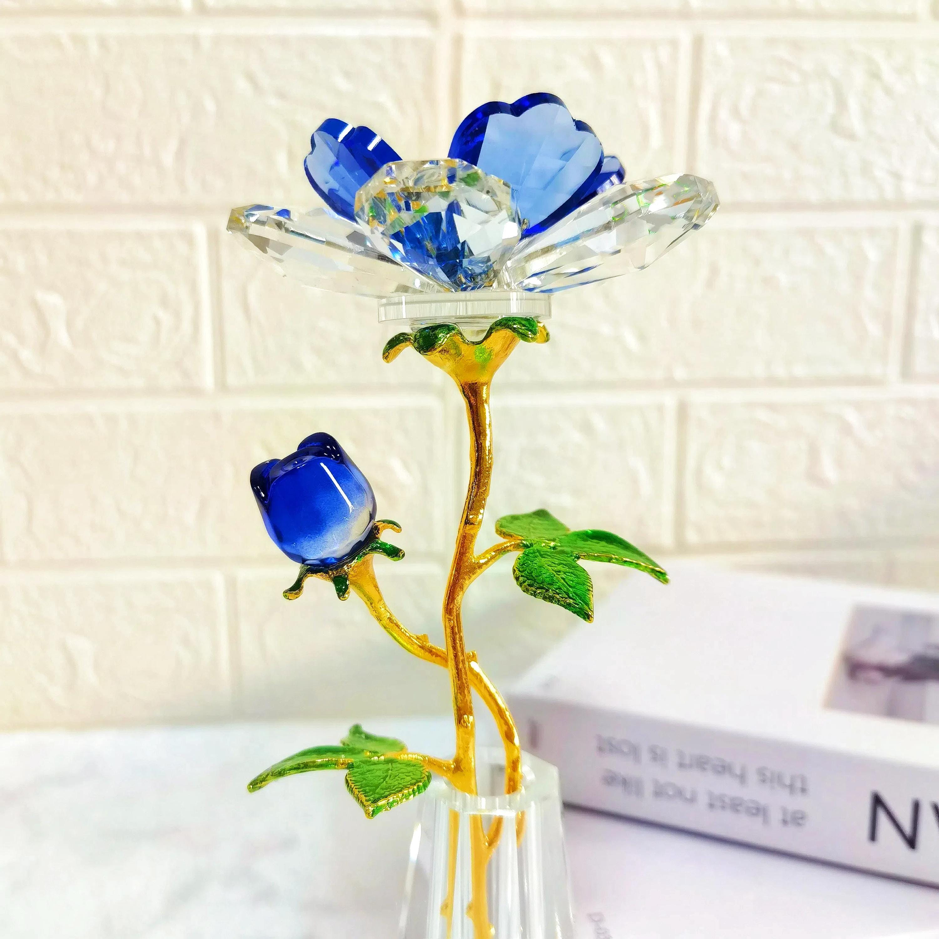 Elegant Crystal Glass Peony Flower Bouquet: Handcrafted Glass Flower ...