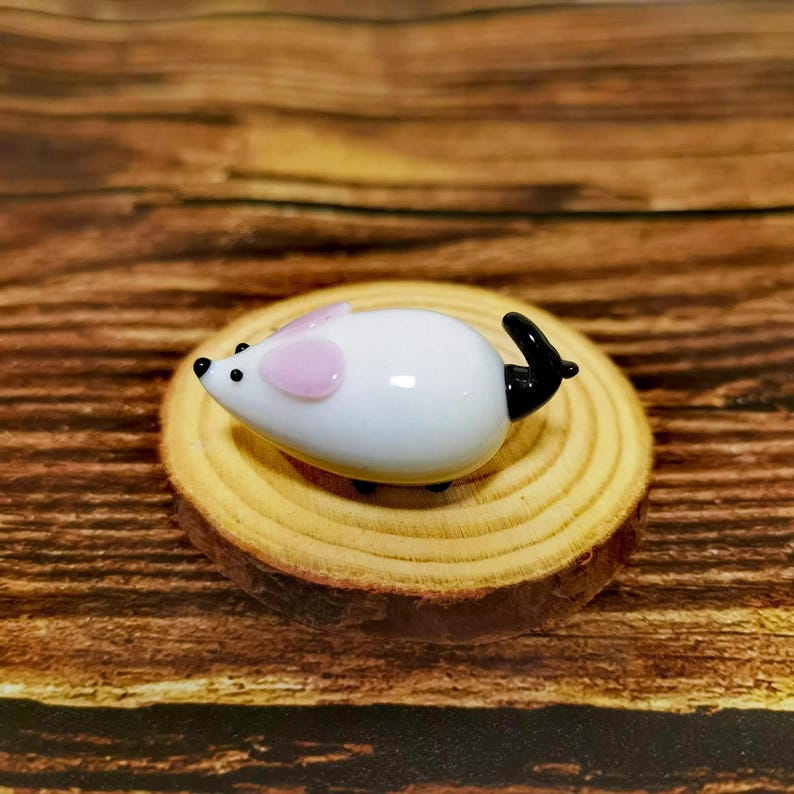 Handcrafted Glass Miniature Mouse Sculpture: Cute Animal Art Piece ...