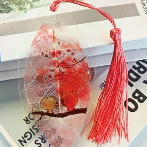 Pressed Leaf Vein Bookmark With Tassel and Beautiful Hand Drawn ...