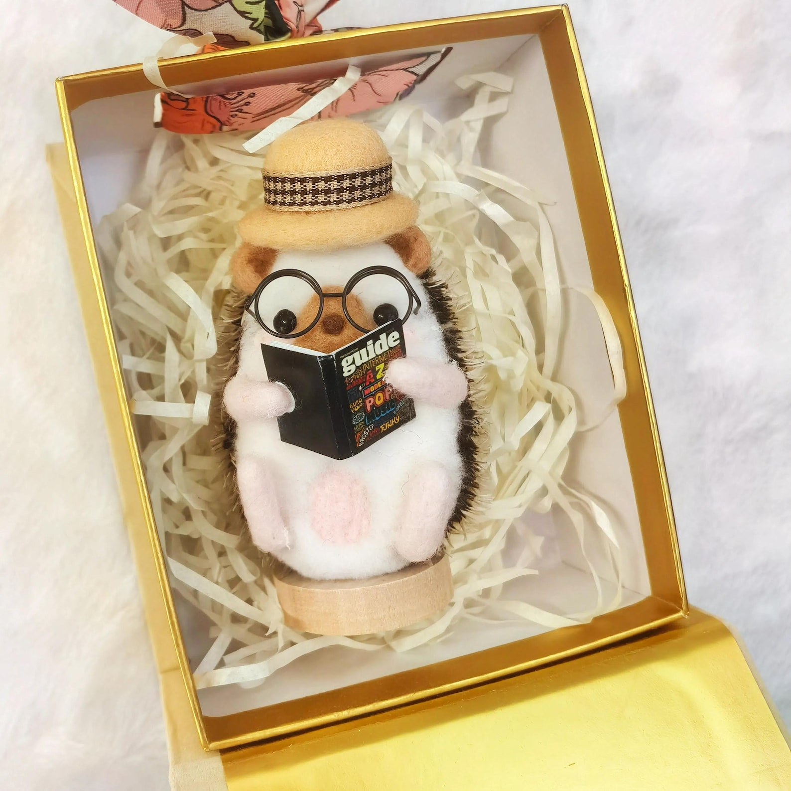 Handcrafted Needle Felted Hedgehog Reading Book - Charming Woolen ...