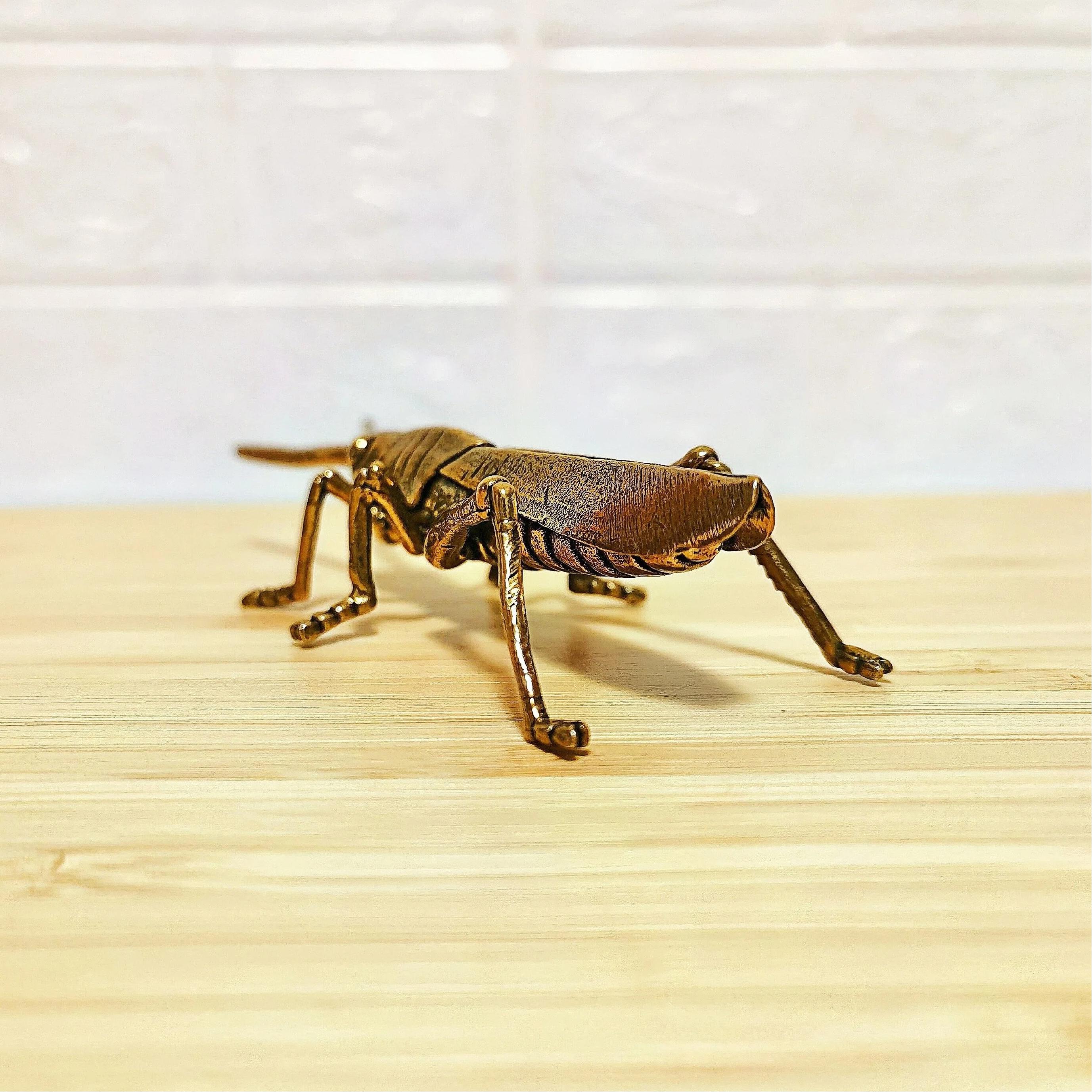 Antique Brass Grasshopper Figurine: Retro Locust Trinket, Handmade ...