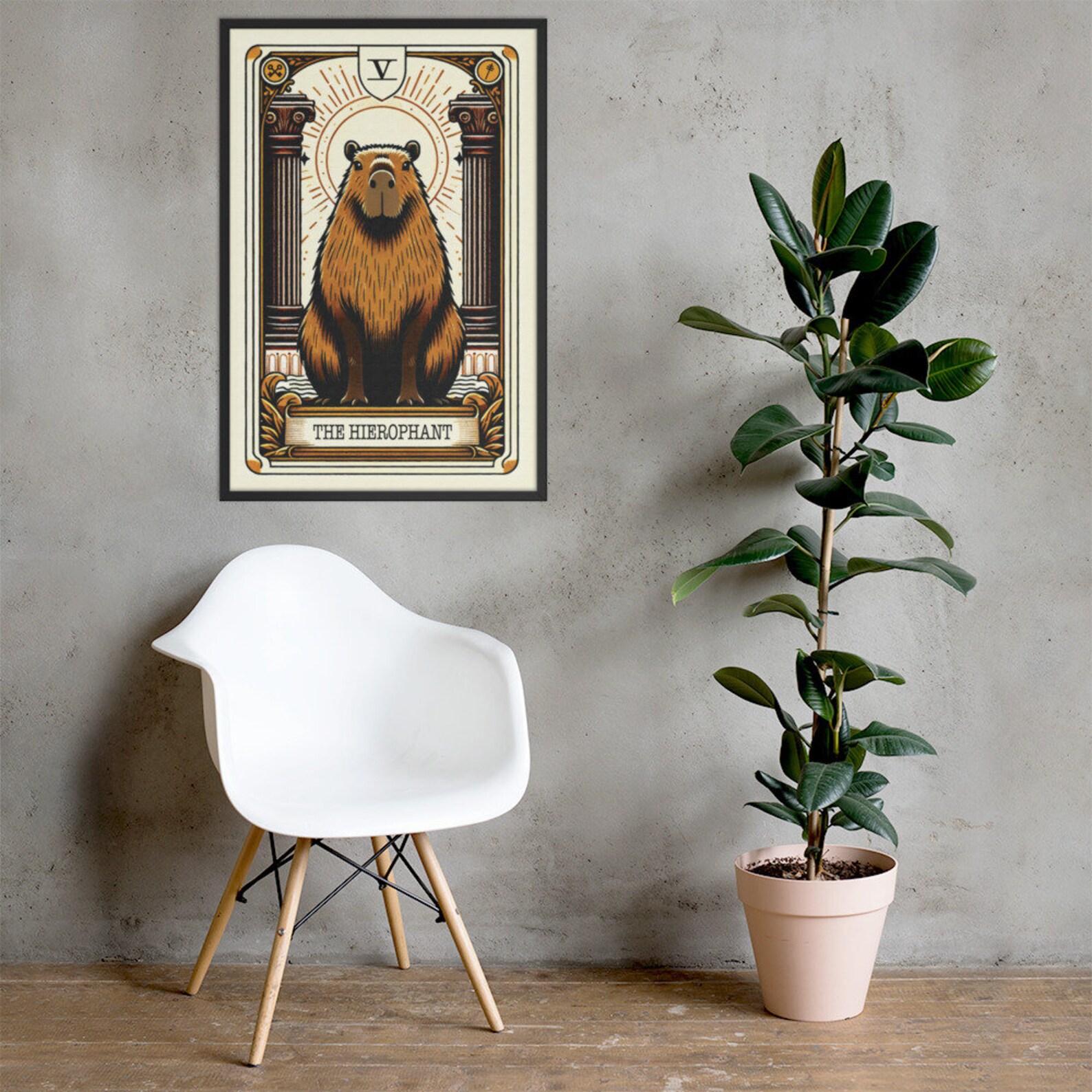 Wall Art Capybara Tarot the Hierophant Tarot Card Art Framed Poster for ...