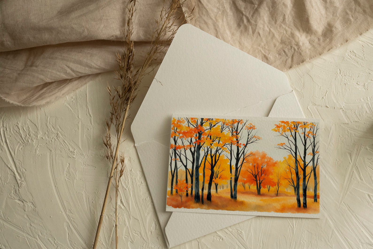 Autumn Forest Landscape Digital Download, Fall Foliage Art Print ...