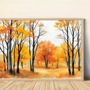 Autumn Forest Landscape Digital Download, Fall Foliage Art Print ...
