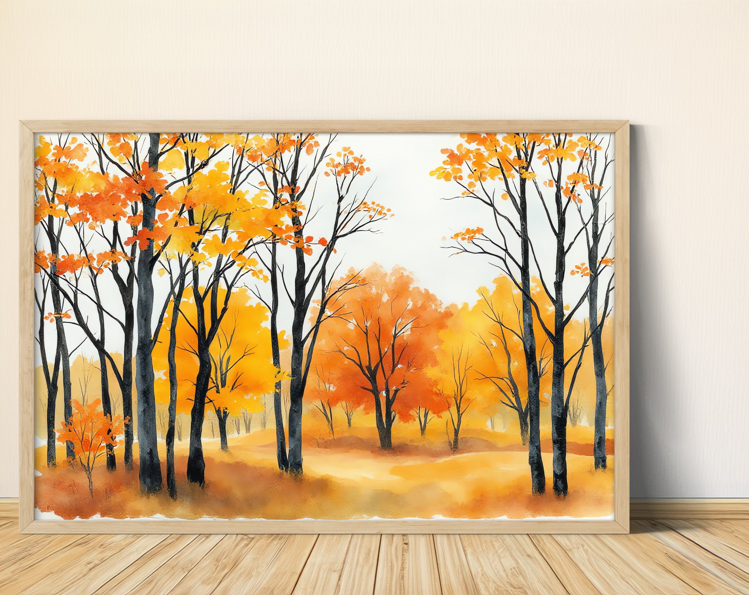 Autumn Forest Landscape Digital Download, Fall Foliage Art Print ...