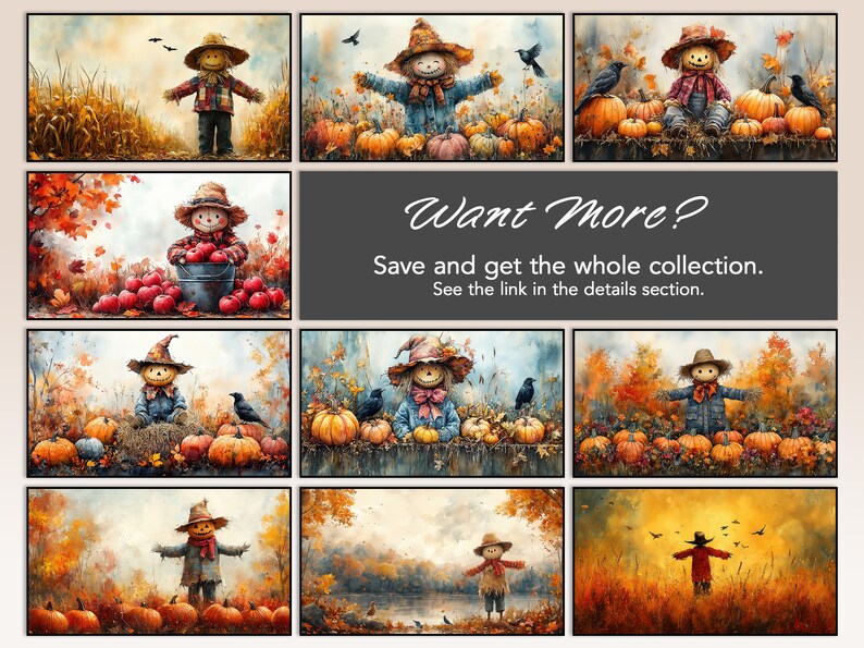 Rustic Autumn Scarecrow Digital Art for TV Frame, Fall Pumpkin Patch ...