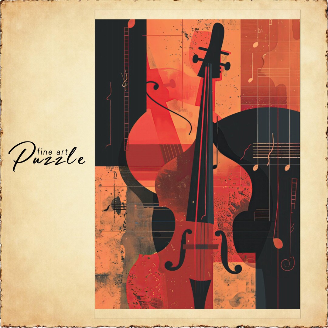 Abstract Cello Musical Instruments Puzzle, Violin and Cello Art Puzzle ...