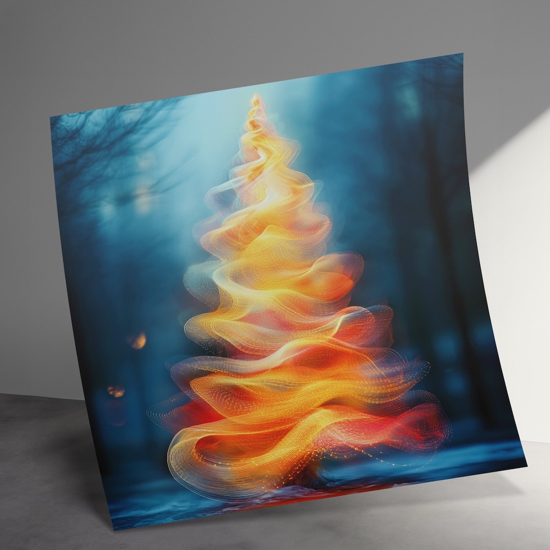 Vibrant Digital Art Christmas Tree, Glowing Holiday Wall Decor, Modern ...